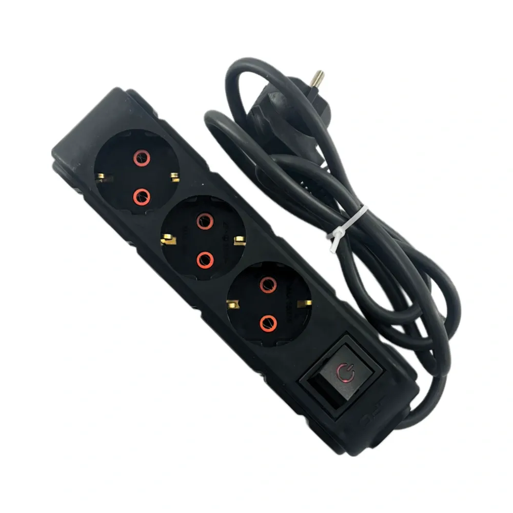 Ufo 3'lü Akım Korumalı Grup Priz 1,5m. Kablolu (Siyah) | Elektrikçiden